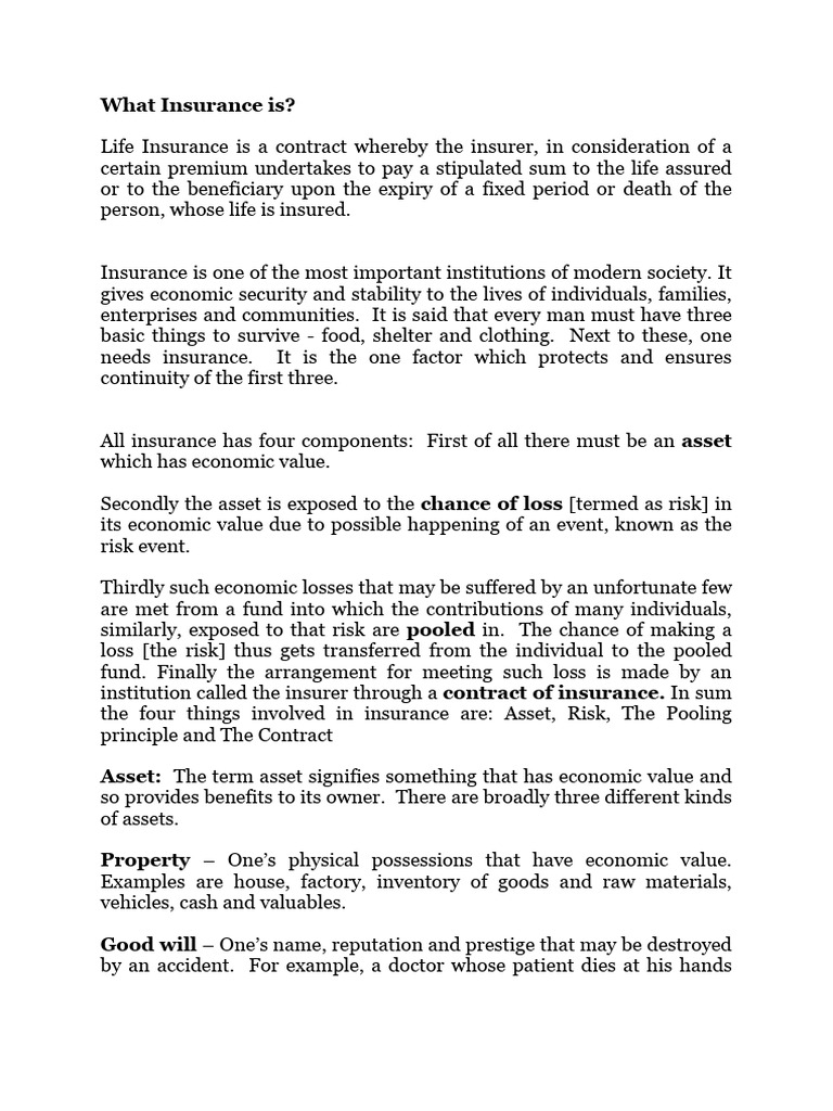 Introduction To Insurance | PDF | Insurance | Risk