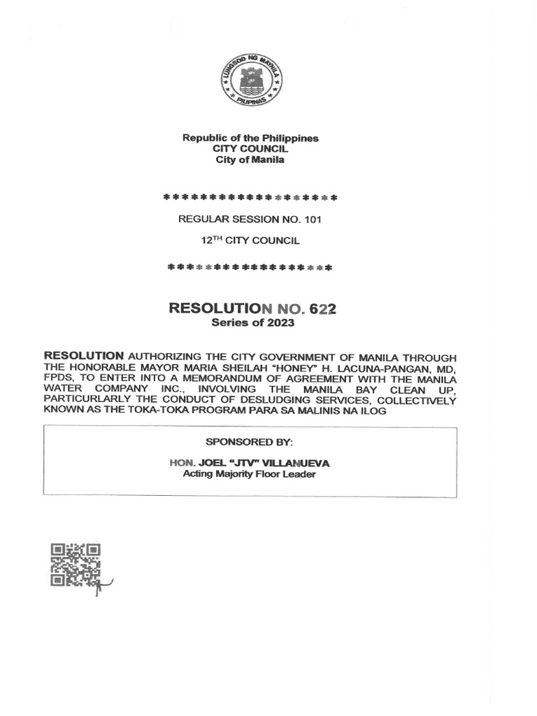 Resolution No. 622 s2023 | PDF