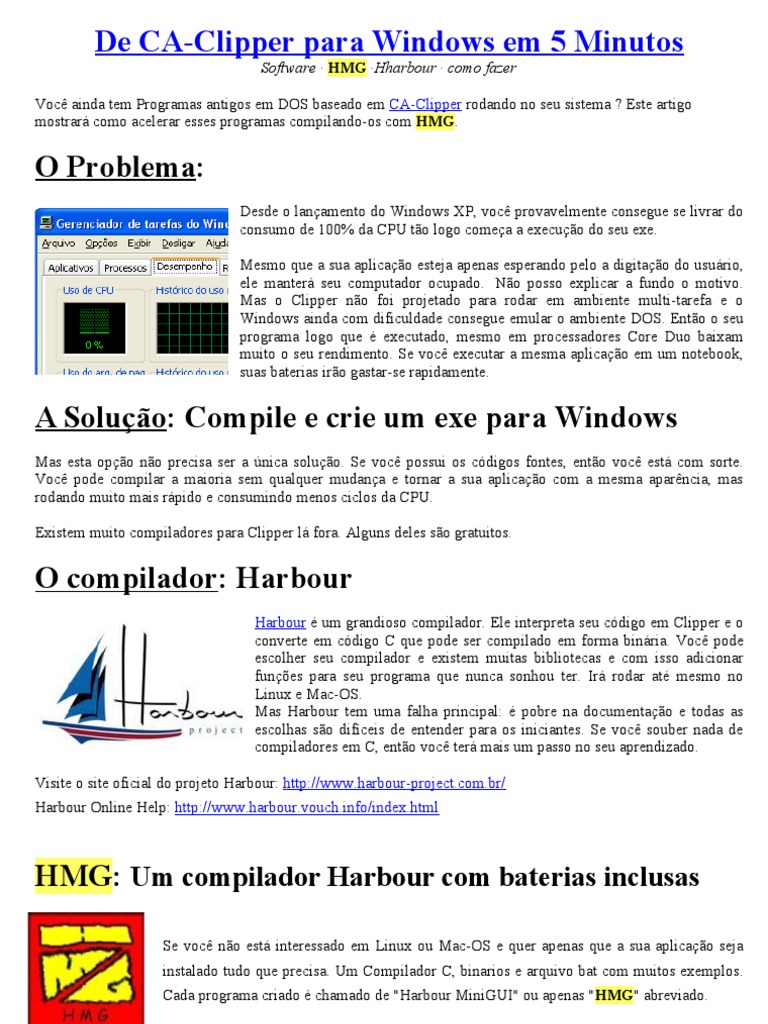 De CA-Clipper para HMG | PDF | Compilador | Microsoft Windows