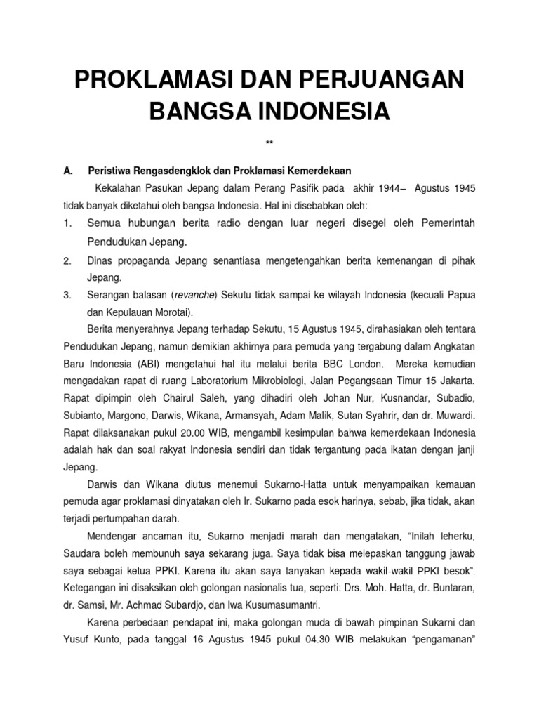 Proklamasi Kemerdekaan Indonesia 1945 | PDF | Politik | Perjalanan