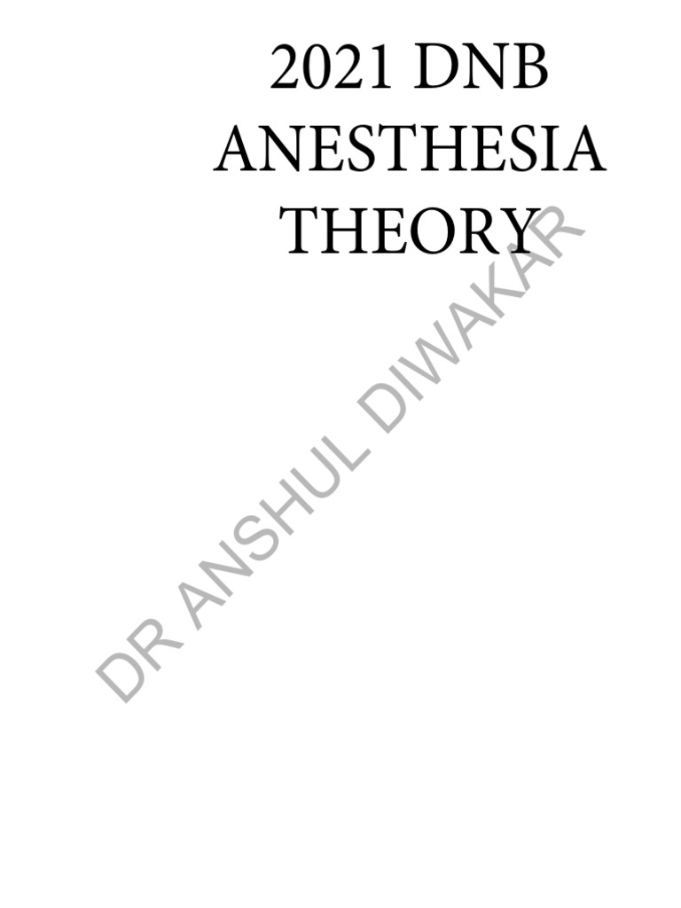 2021 DNB ANESTHESIA | PDF | Anesthesia | Surgery