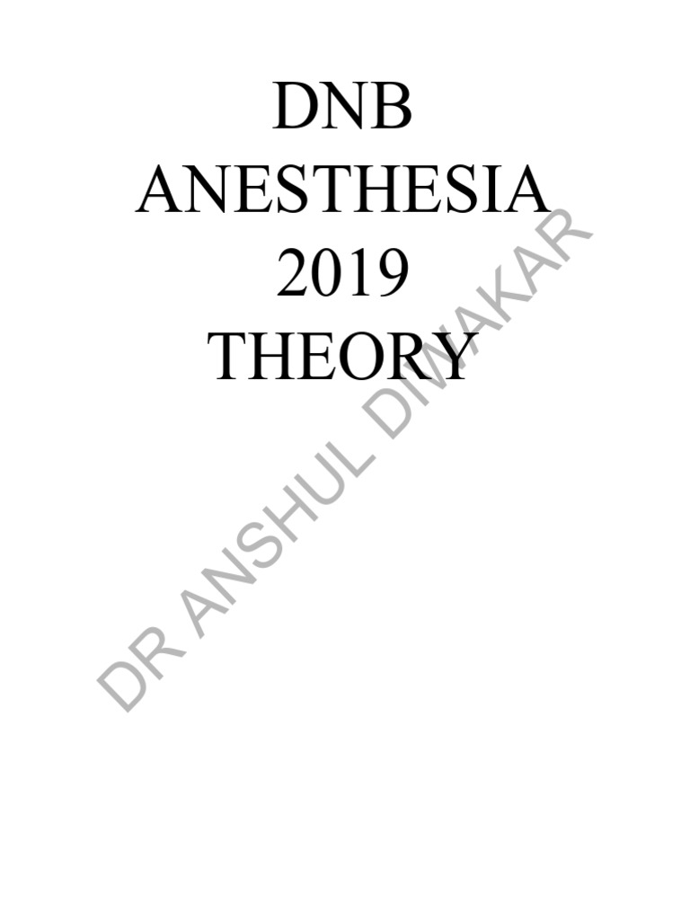 2019 Dnb Anesthesia | PDF | Anesthesia | Medicine