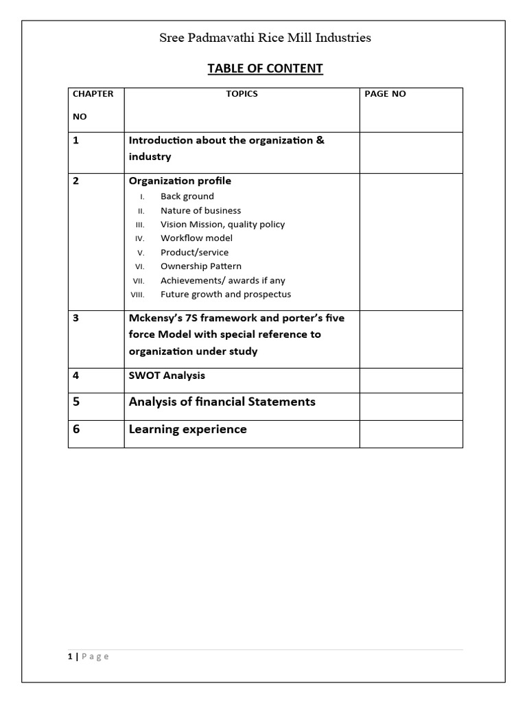 Padmavathi Rice Mill Report | PDF | Rice | Leadership