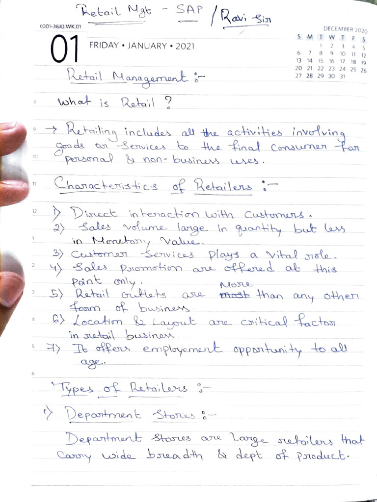 Retail Management Characteristics Guide | PDF