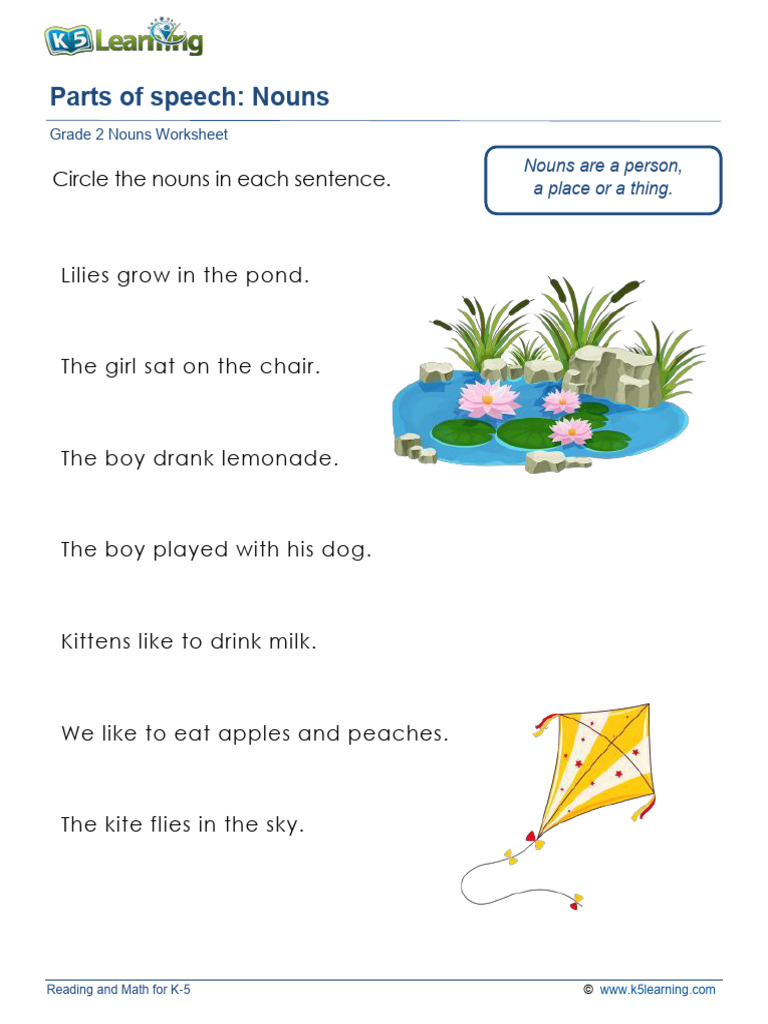 Grade 2 Nouns Worksheet | PDF
