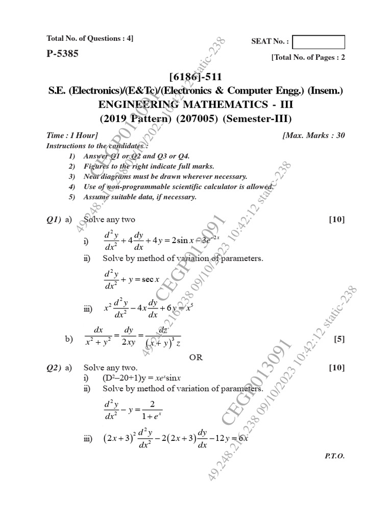 Oct - 2023 | PDF | Equations | Functions And Mappings