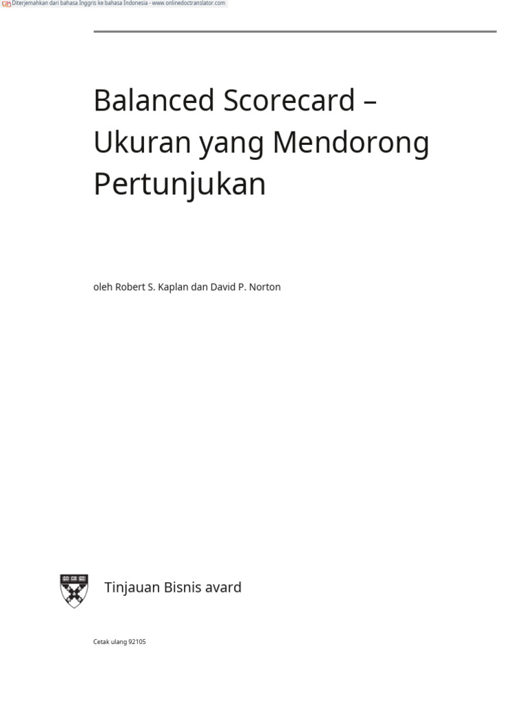 Translate - Kaplan & Norton - The Balanced Scorecard - Measures That Drive Performance (HBR) .En ...