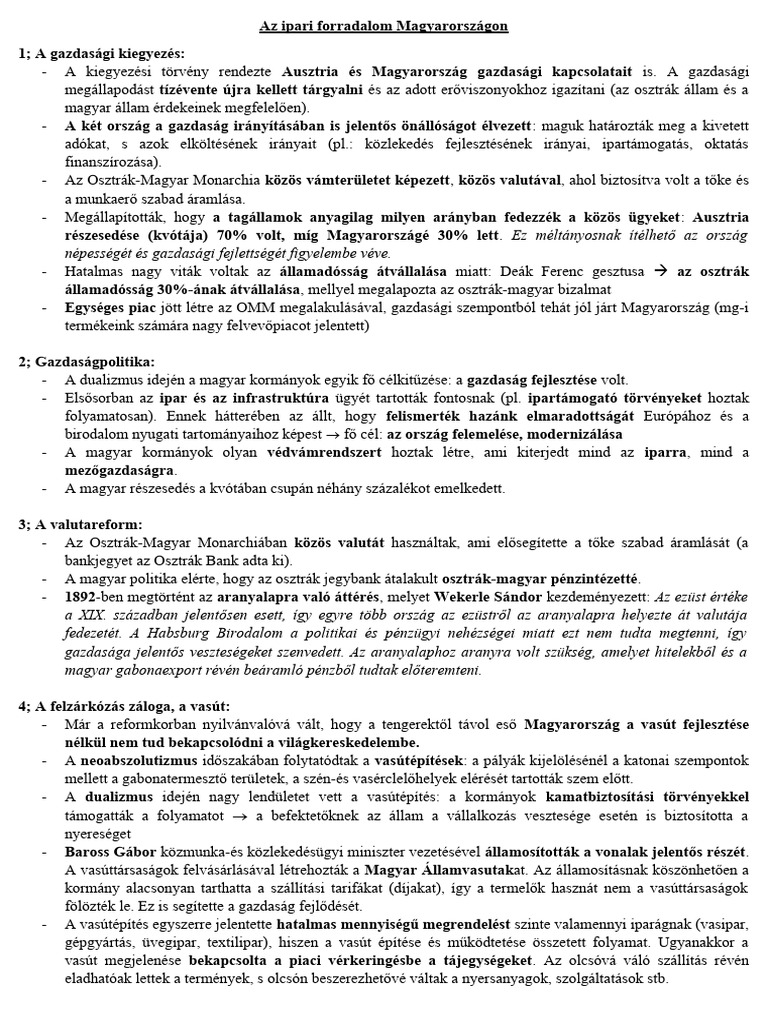 Az Ipari Forradalom Magyarországon | PDF