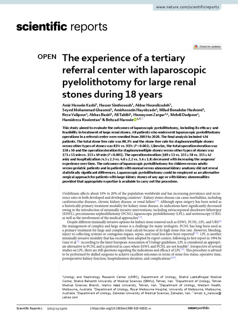 The Experience of A Tertiary Referral Center With Laparoscopic ...