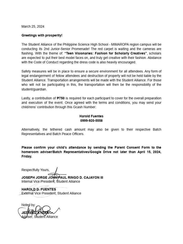 Prom Parents Consent Form | Download Free PDF | Private Law