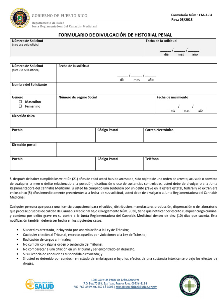 Formulario CM-A-04 | PDF | Cannabis (Droga) | Crímenes