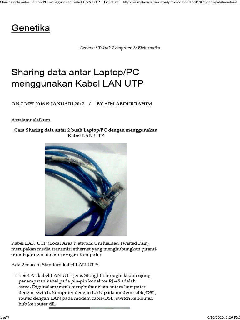 PC Menggunakan Kabel LAN UTP | PDF