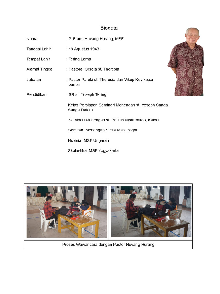 Biodata Pastor Kepala Huvang Hurang | PDF