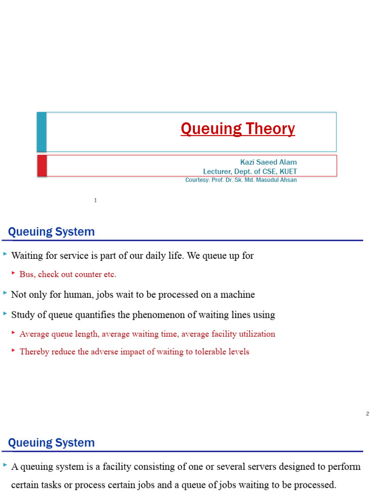 Lec - 05 Queuing Theory | PDF | Probability Distribution | Probability Theory