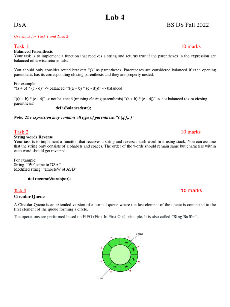 Lab 4 | PDF | Queue (Abstract Data Type) | Bracket