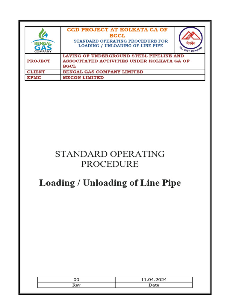 SOP Loading Unloading Line Pipe | PDF | Trailer (Vehicle) | Pipe (Fluid Conveyance)