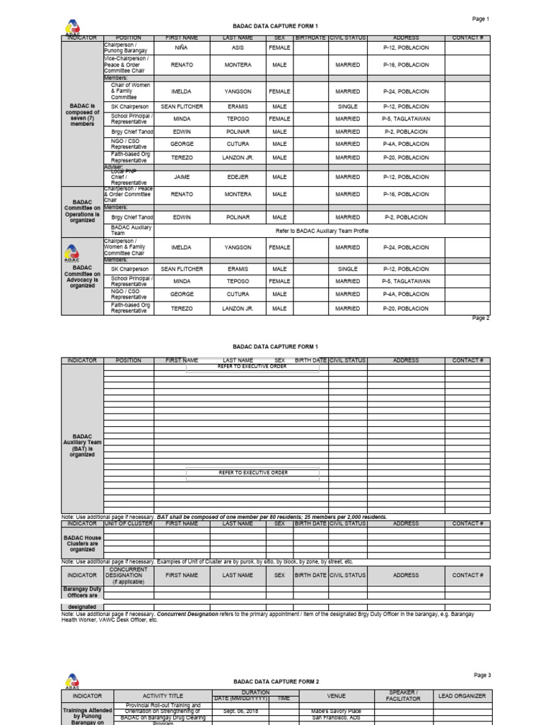 badac-data-capture-forms | PDF | Health Care