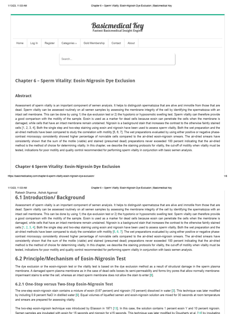 Chapter 6 Sperm Vitality Eosin Nigrosin Dye Exclusion