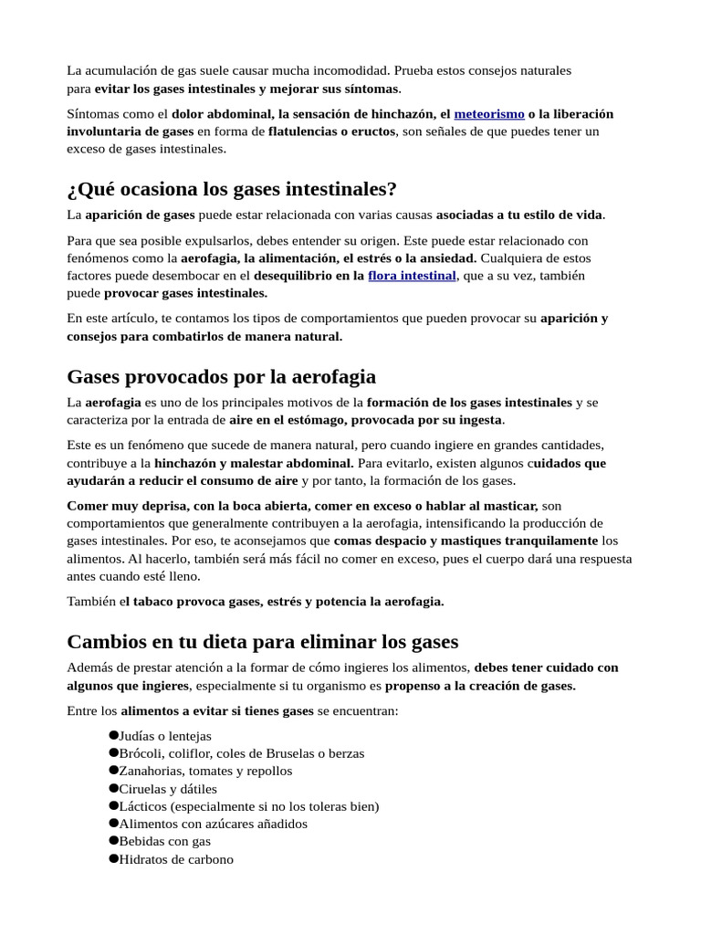 ¿Qué Ocasiona Los Gases Intestinales?: Meteorismo | PDF | Flatulencia ...