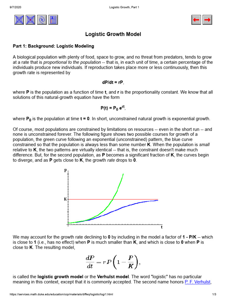 Week 015 Logistic Growth Part 1 | PDF | Logistic Function | Applied Mathematics