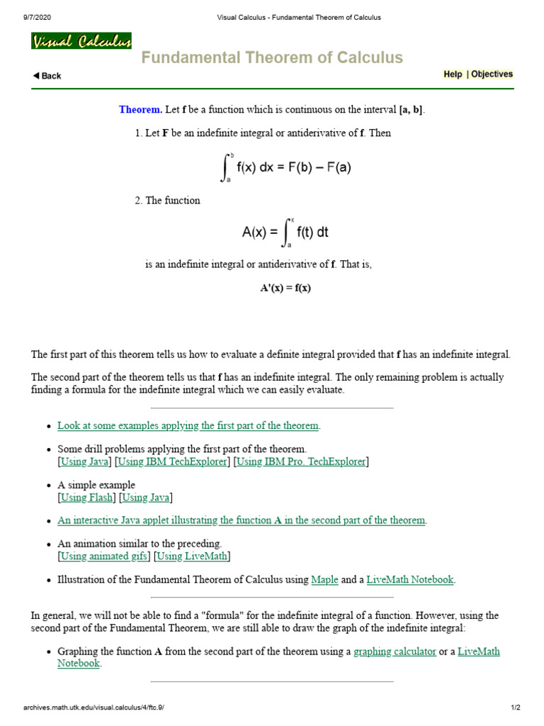 Week 017 Visual Calculus - Fundamental Theorem of Calculus | PDF | Integral | Calculus