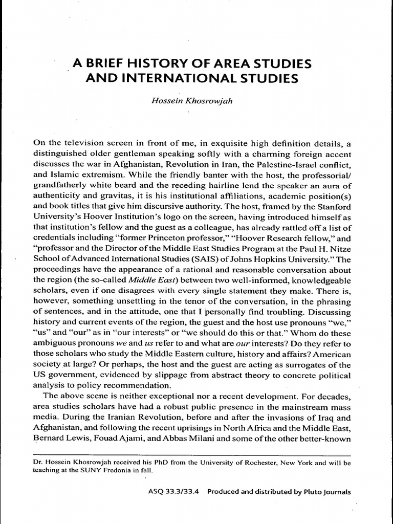 History of Area Studies and Its Impact | PDF | Mohammad Reza Pahlavi ...