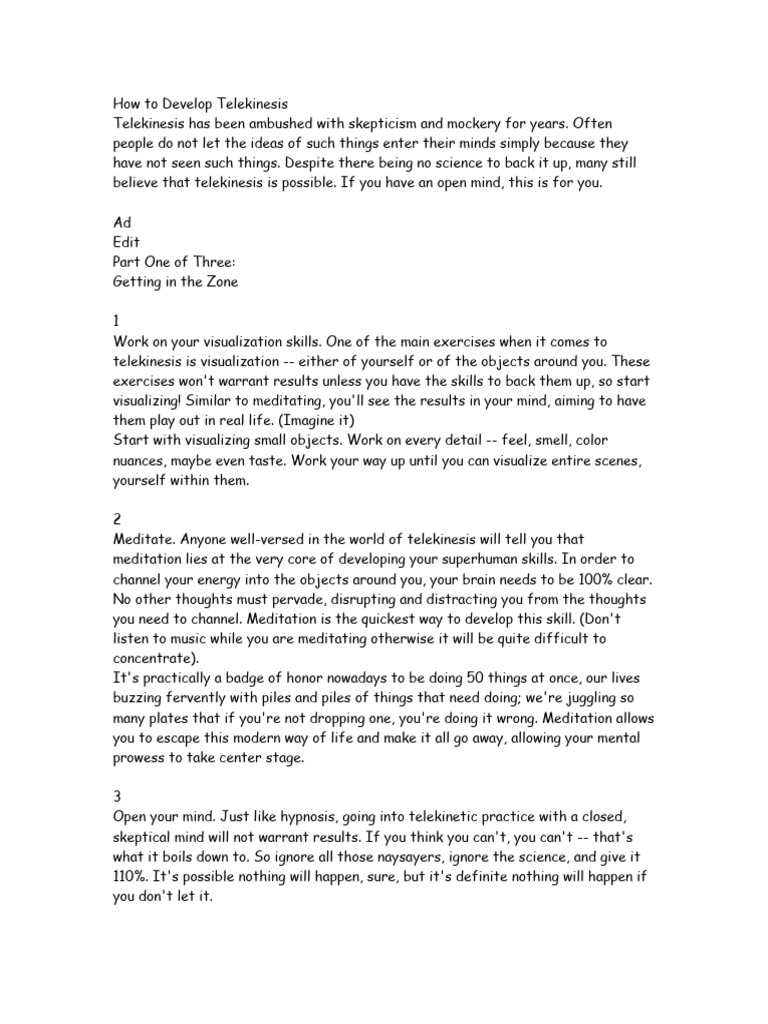 Telekinesis Possible Way | PDF | Meditation