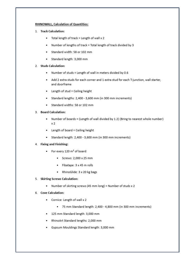 Calculation of Quantities | PDF