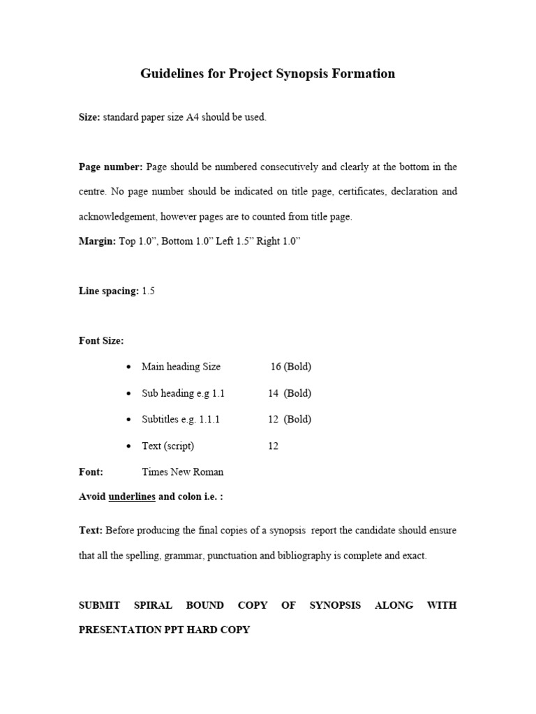 Synopsis Guideline | PDF | Text | Computing