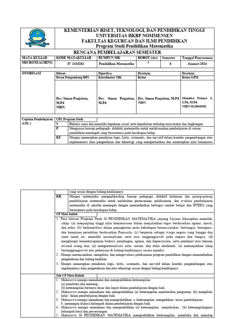 RPS Microteaching Matematika | PDF | Karier & Perkembangan