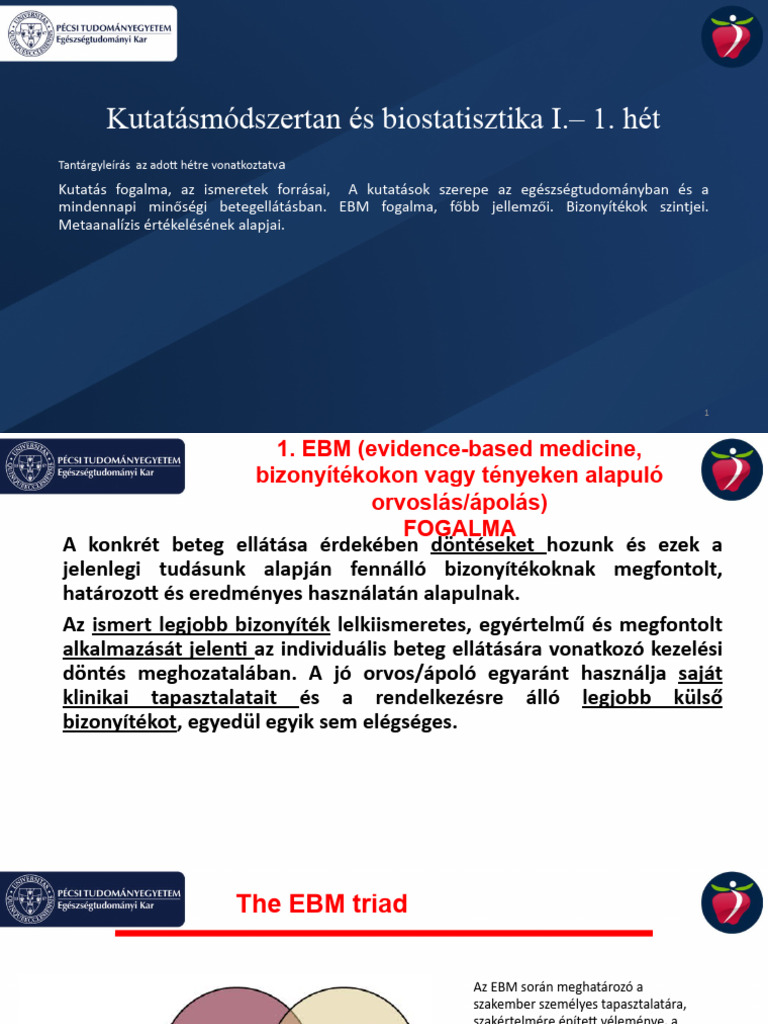 Hét Kutatásmódszertan És Biostatisztika I. 2 | PDF