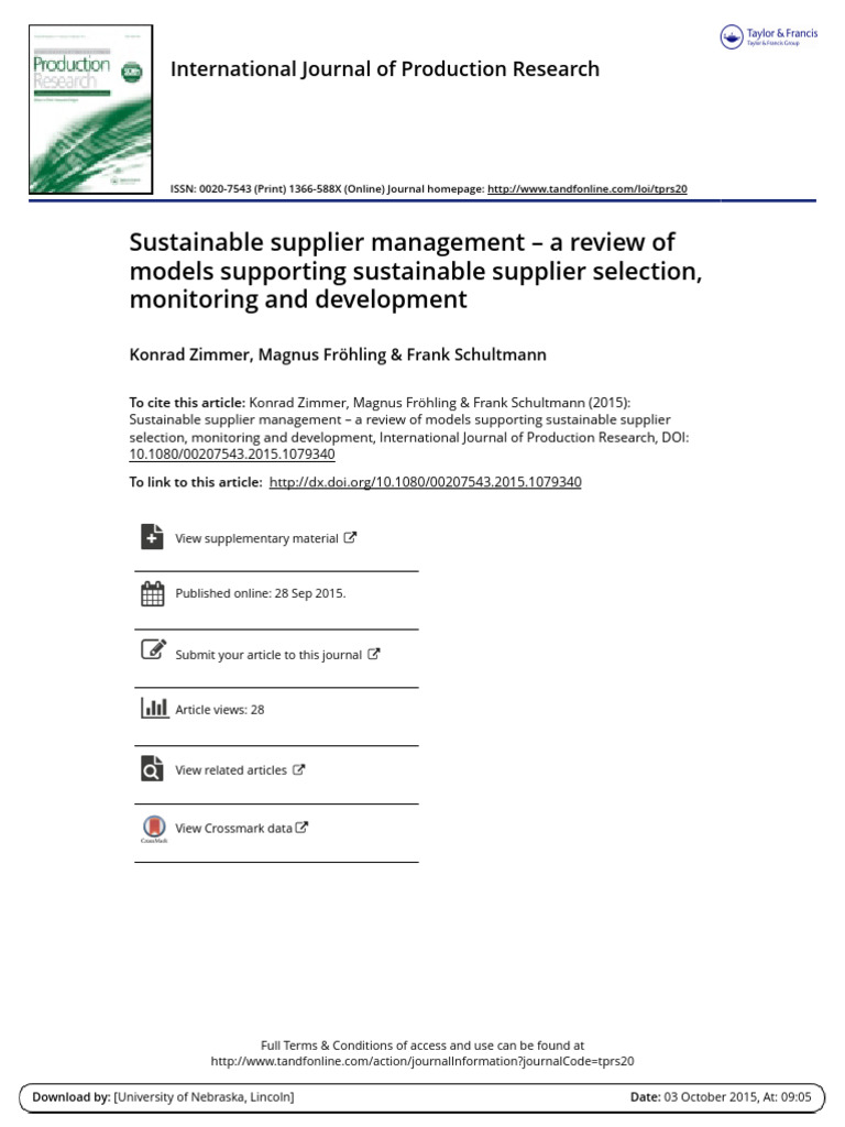 Sustainable Supplier Management - A Review of Models Supporting ... Sustainable Supplier Management - A Review of Models Supporting ...