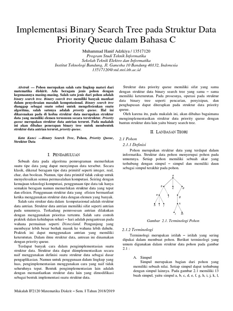 Implementasi Binary Search Tree Pada Struktur Data Priority Queue Dalam ... Implementasi Binary Search Tree Pada Struktur Data Priority Queue Dalam ...