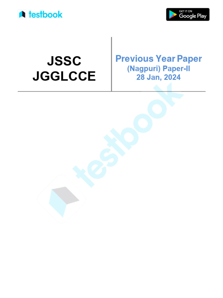 JSSC JGGLCCE (Nagpuri) Official Paper-II (Held On - 28 Jan, 2024) | PDF