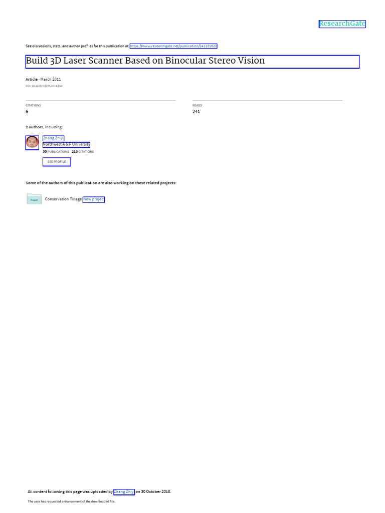 Build 3 DScanner Systembasedon Binocular Stereo Vision | PDF | Image Scanner | Image Processing