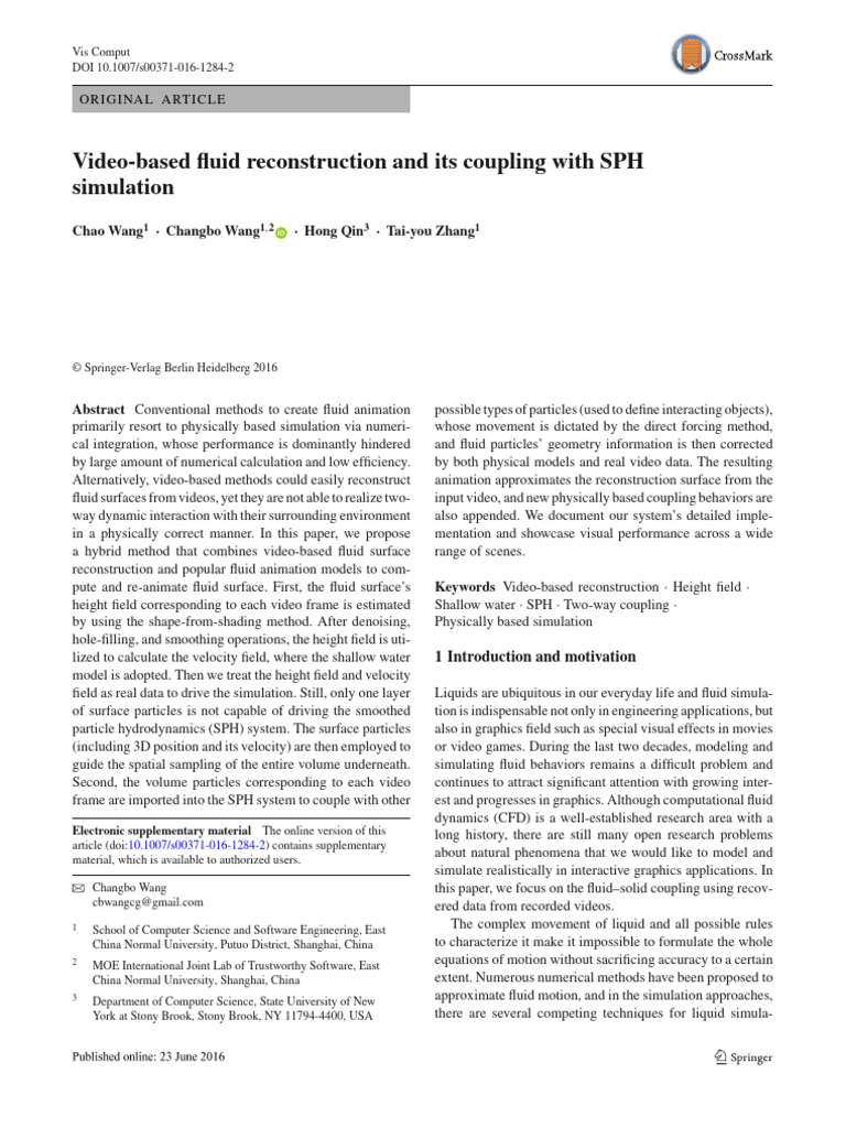 2016 TVC Video Based Fluid Reconstruction | PDF | Continuum Mechanics | Simulation