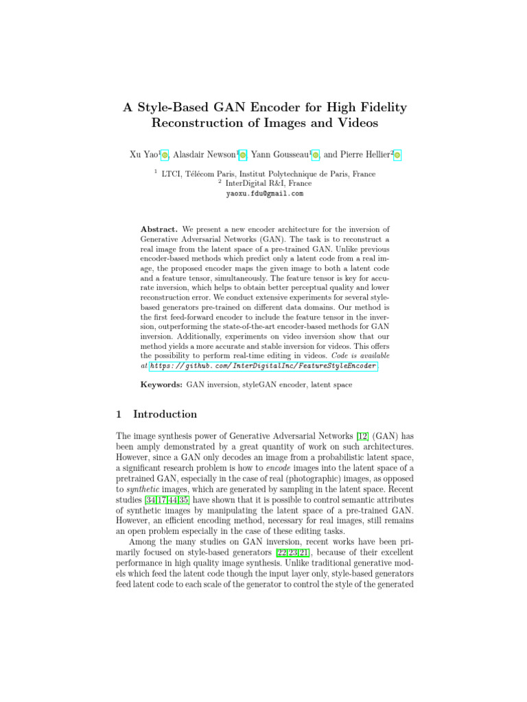 A Style-Based GAN Encoder For High Fidelity | Download Free PDF | Data Compression ...
