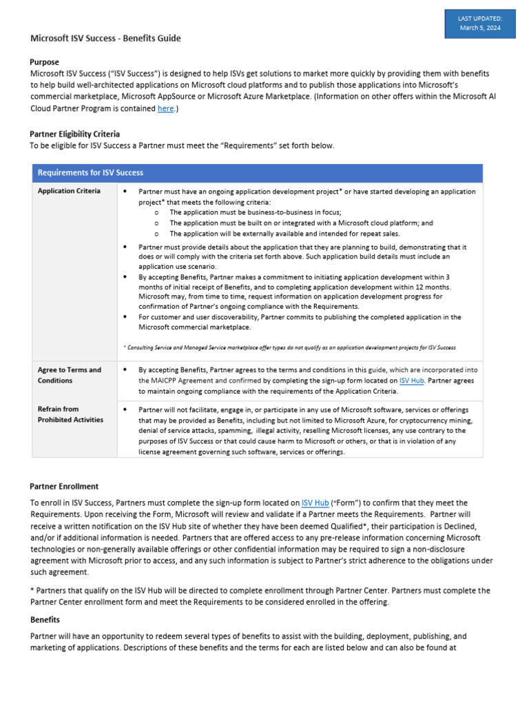 Microsoft ISV Success Benefits Guide | PDF | Cloud Computing ...