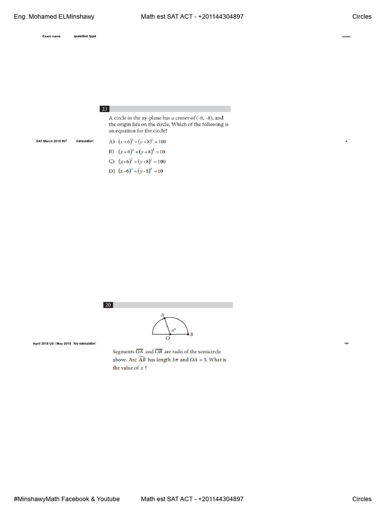 Circles 2 | PDF | Sat | Mathematics