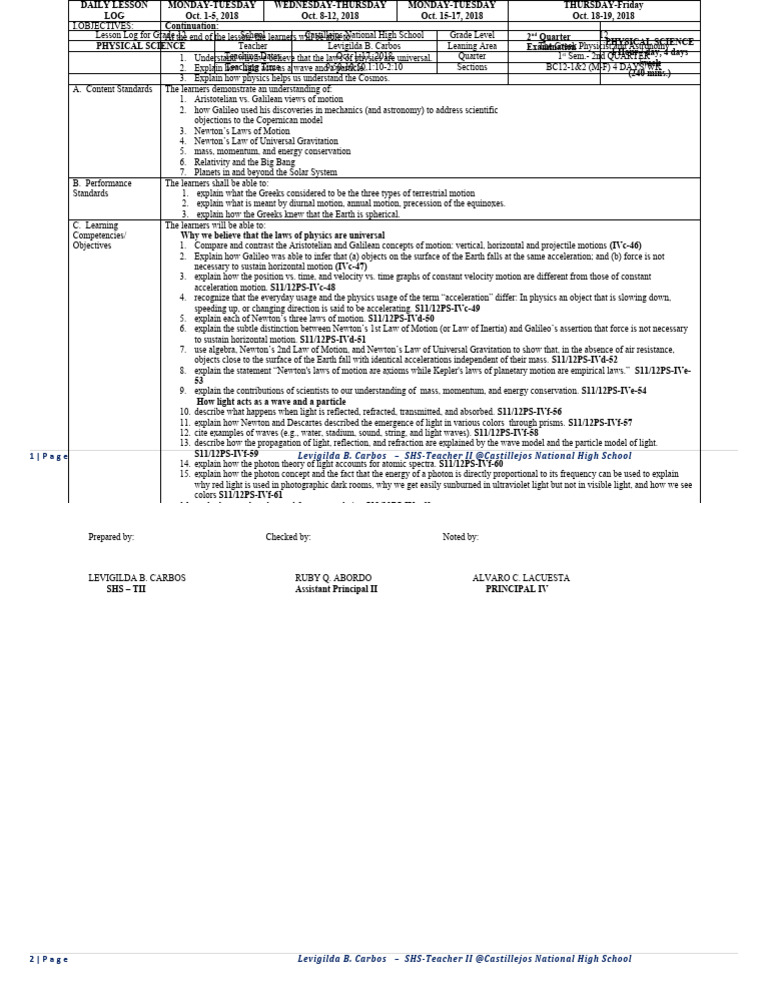 Lesson Plan | PDF | Newton's Laws Of Motion | Light