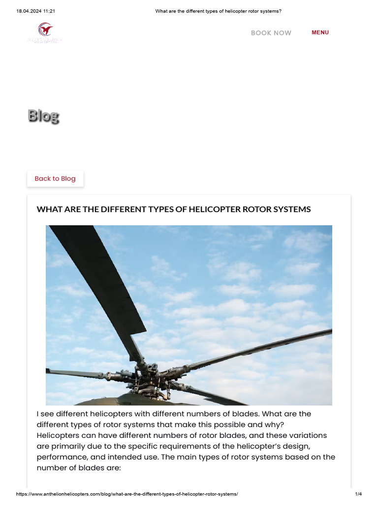 What Are The Different Types of Helicopter Rotor Systems | PDF ...