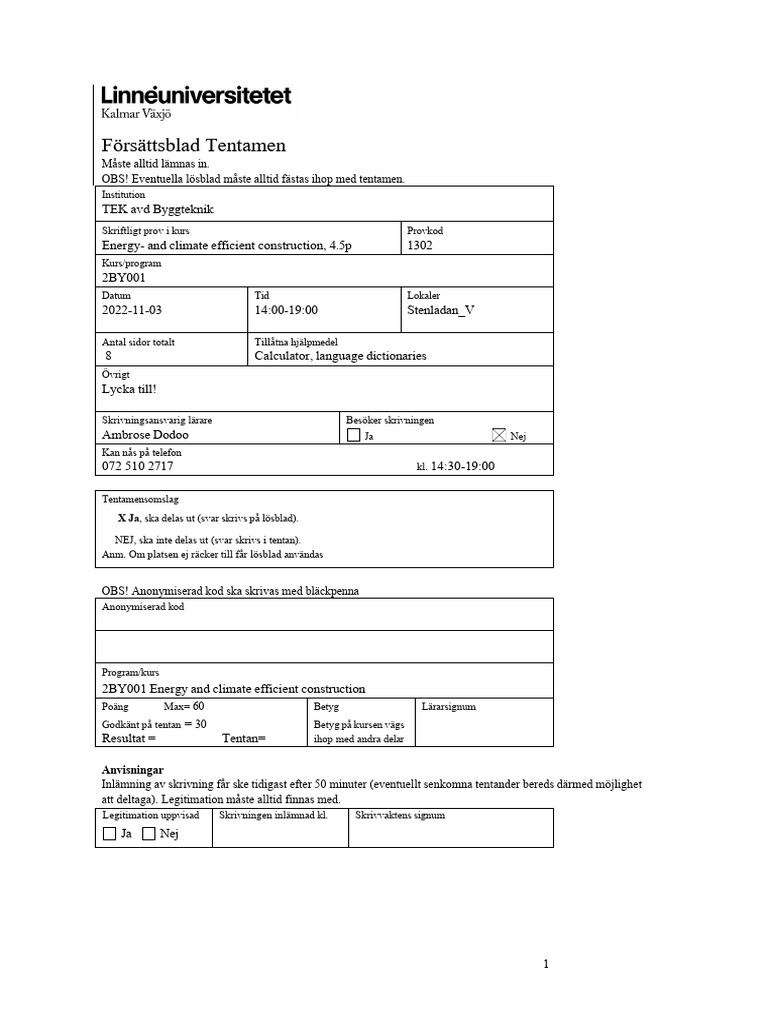 Open Tentamen 2BY001 2022-11-03 Answers For Section C-1 | PDF | Cogeneration | Heat Pump