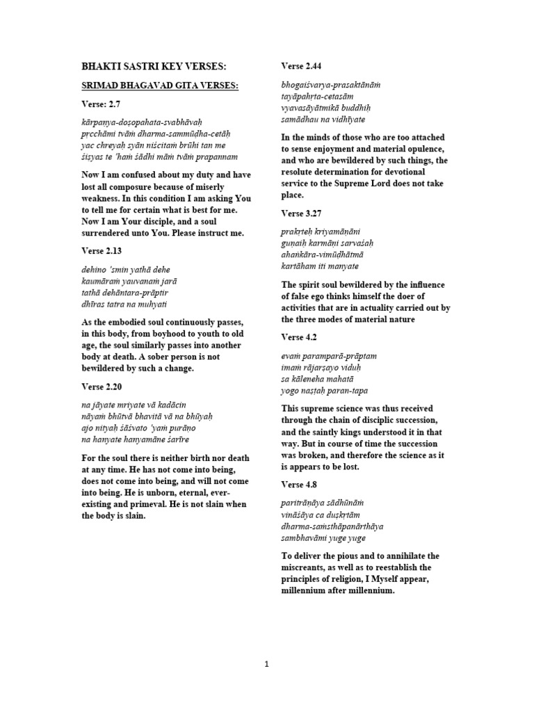 Key Verses from Srimad Bhagavad Gita | PDF | Bhakti | Indian Philosophy