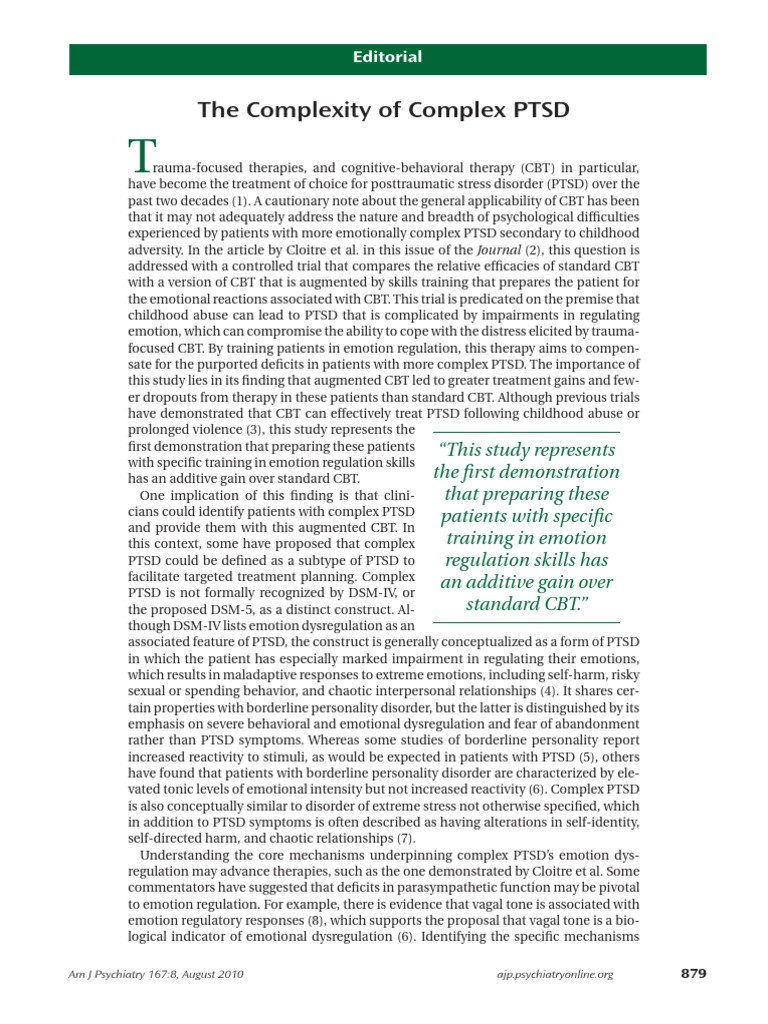 The Complexity of Complex PTSD | PDF | Cognitive Behavioral Therapy | Complex Post Traumatic ...