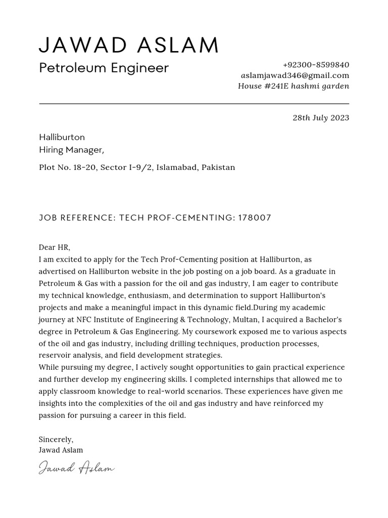 Cover Letter. Halliburton - 20230902 - 082118 - 0000 | PDF
