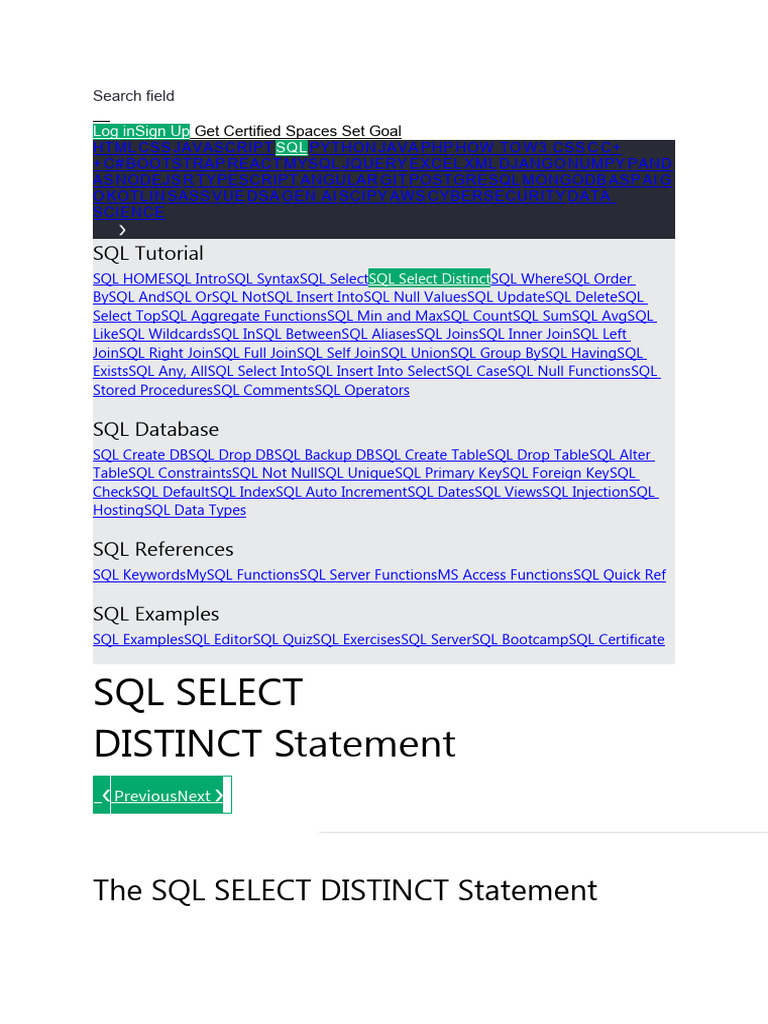 Distinct | PDF | Sql | Bootstrap (Front End Framework)