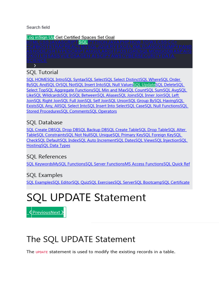 Update | PDF | Sql | Data Management Software