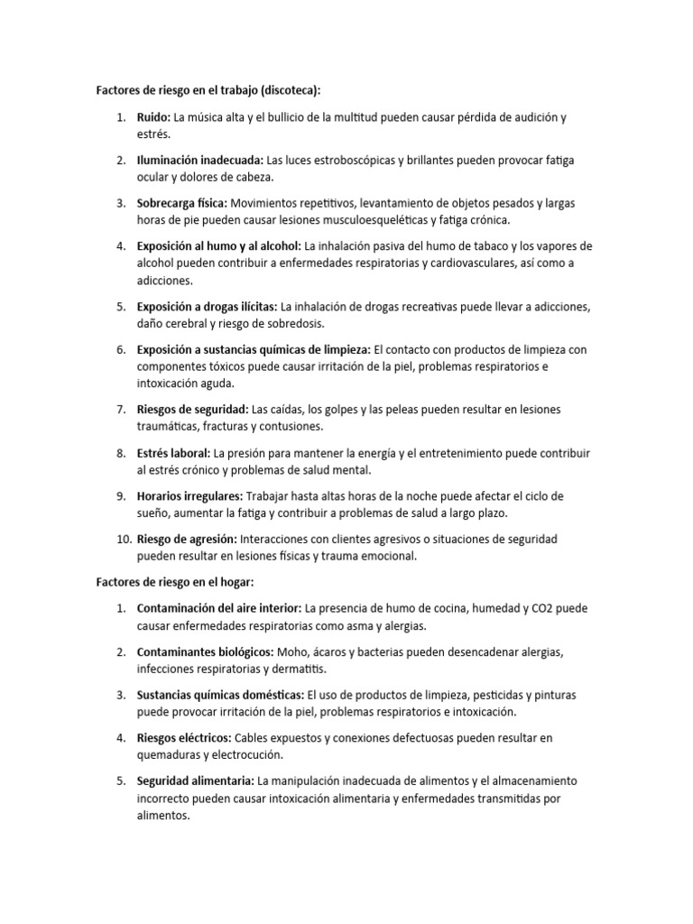 Factores de riesgo en el trabajo | PDF | Alergia | Estrés (biología)