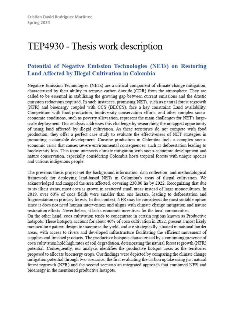 TEP4930 - Industrial Ecology Master Thesis Description | PDF | Climate Change Mitigation ...