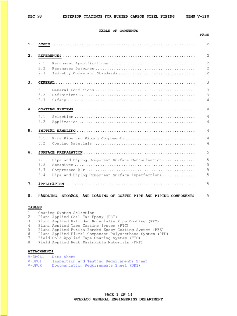 Gems v-3p0 Exterior Coatings For Buried Carbon Steel Piping | PDF ...